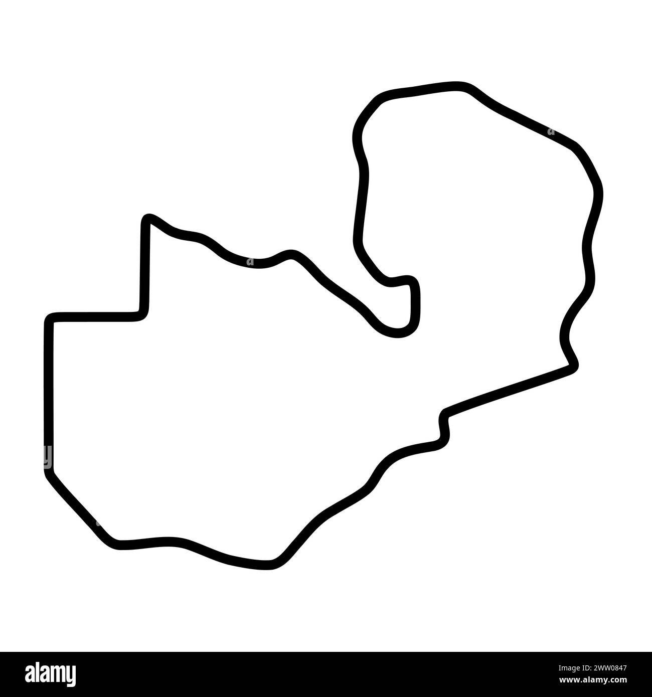 Zambia country simplified map. Thick black outline contour. Simple ...
