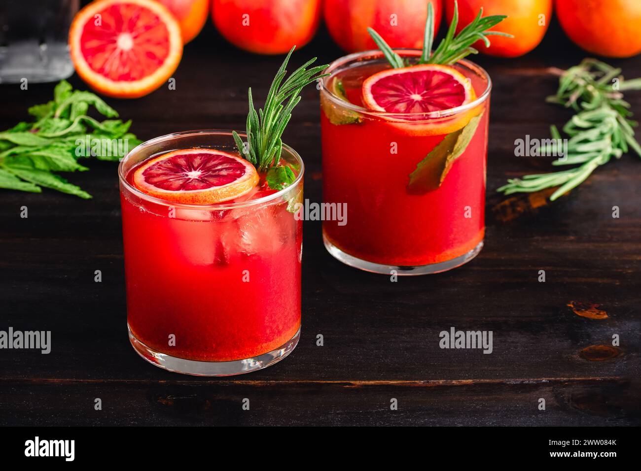 Sparkling Blood Orange Mocktails Garnished with Fresh Herbs: Mocktails ...