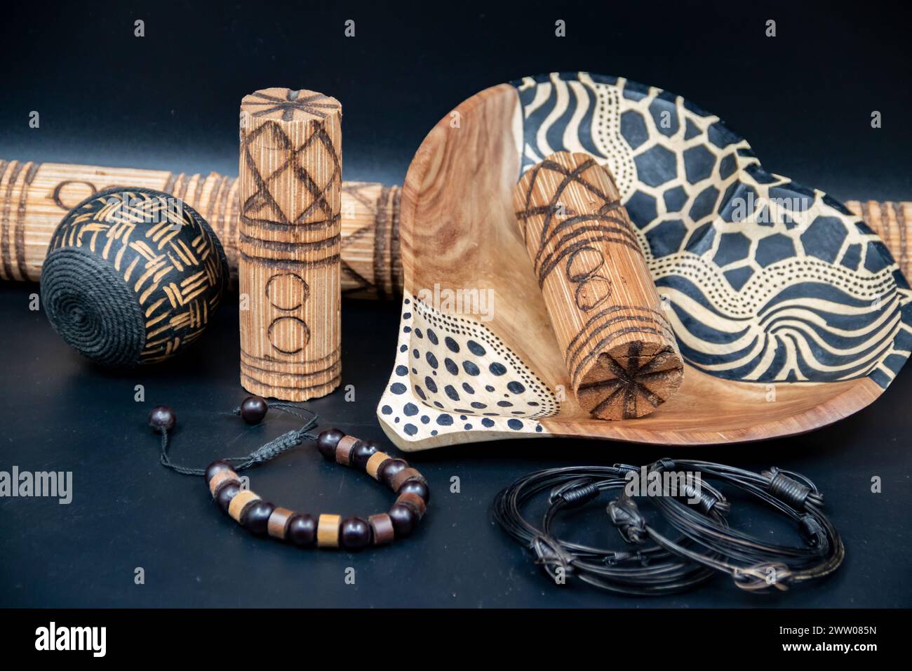 Traditional African tribal colorful necklaces and bracelets, made by ...