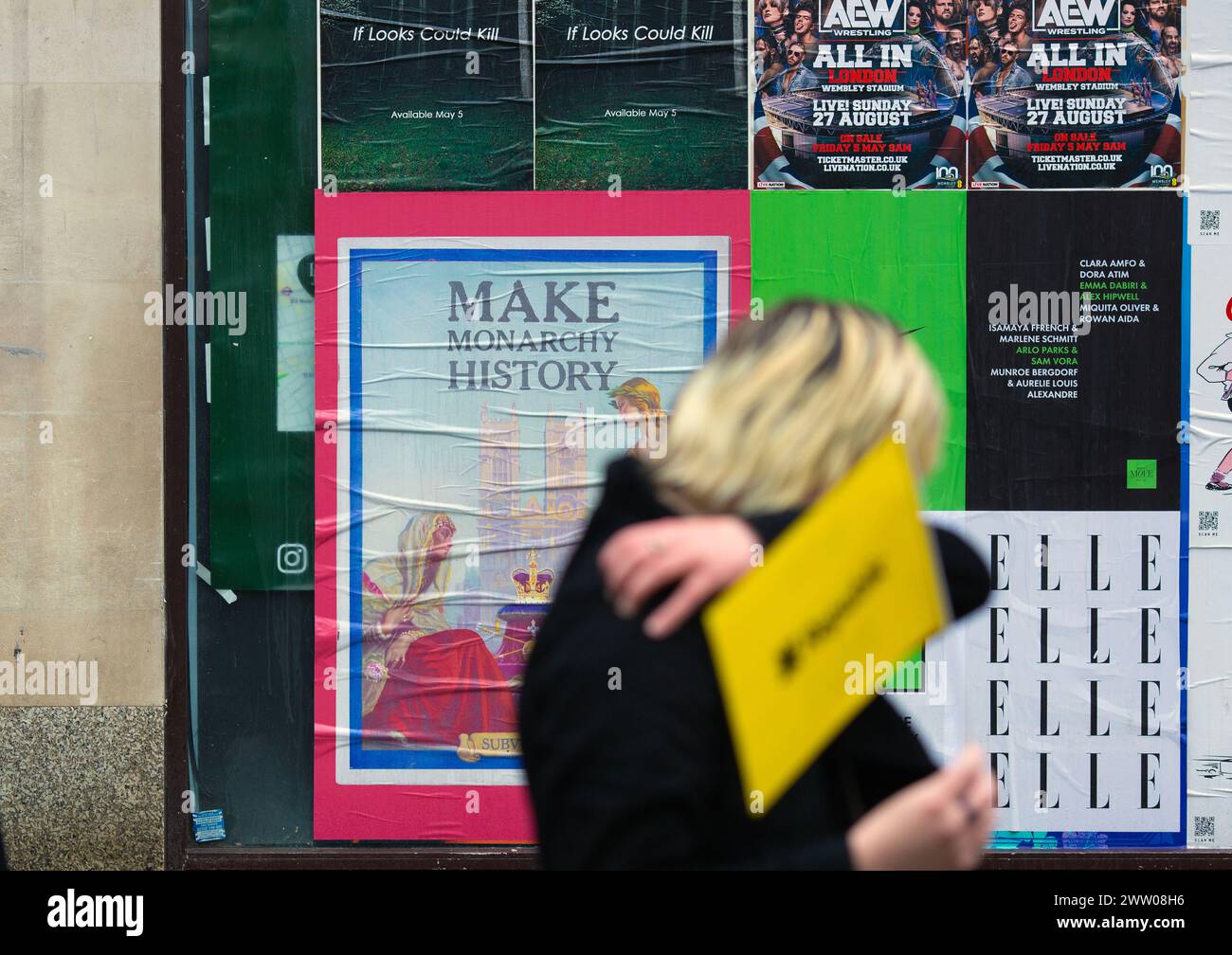 Anti-monarchy messages are seen as people gather to view the coronation ...