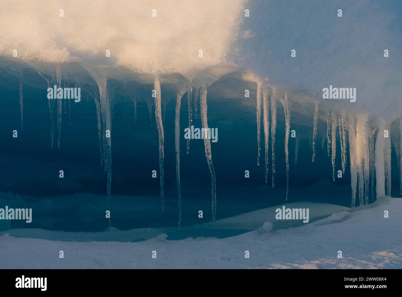Seascape of rough pack ice over the Chukchi sea in springtime, off ...