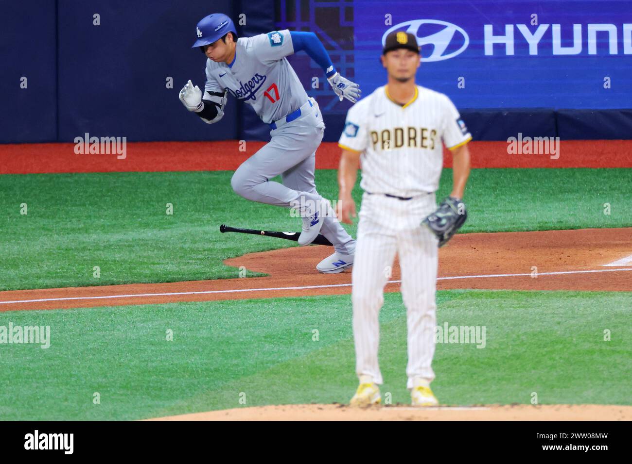 Gocheok Sky Dome, Seoul, South Korea. 20th Mar, 2024. (L-R) Shohei Ohtani (Dodgers), Yu Darvish ...