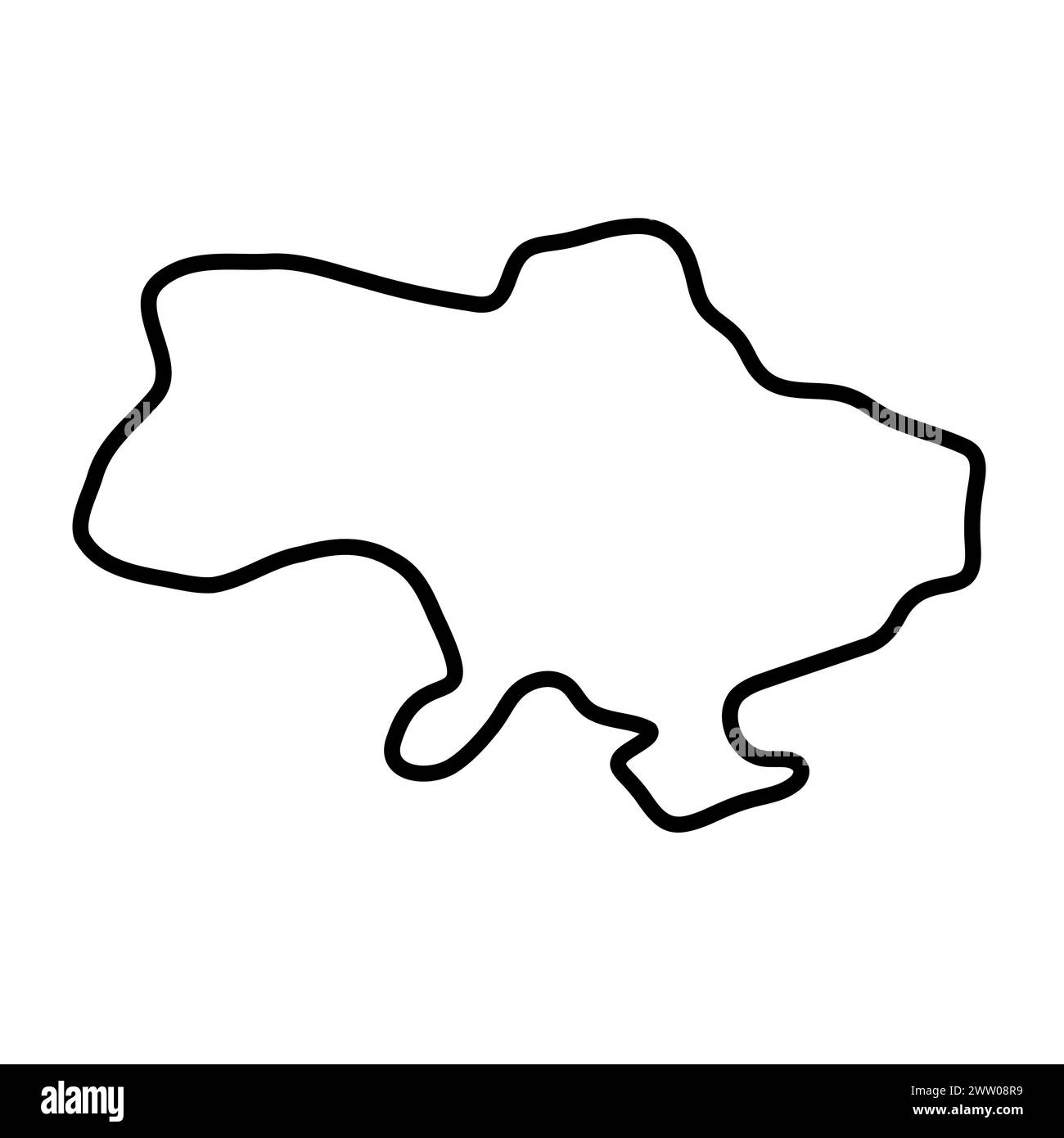Ukraine country simplified map. Thick black outline contour. Simple ...