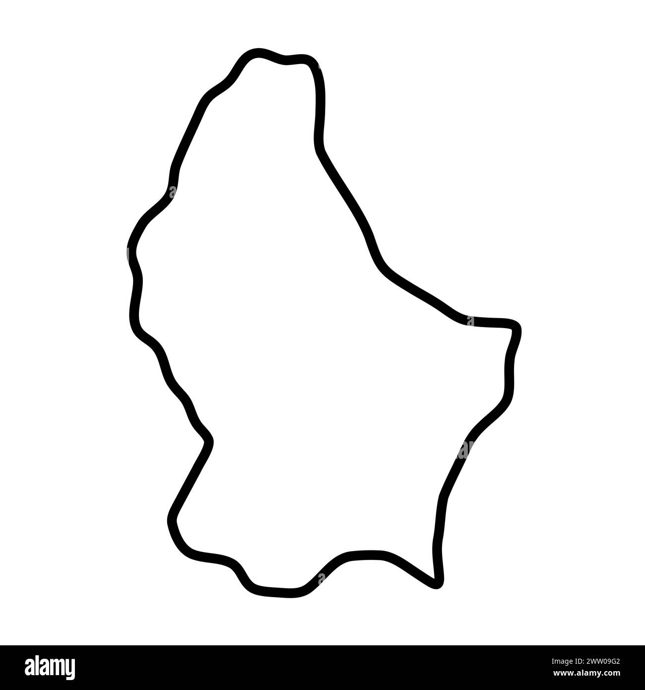Luxembourg country simplified map. Thick black outline contour. Simple ...
