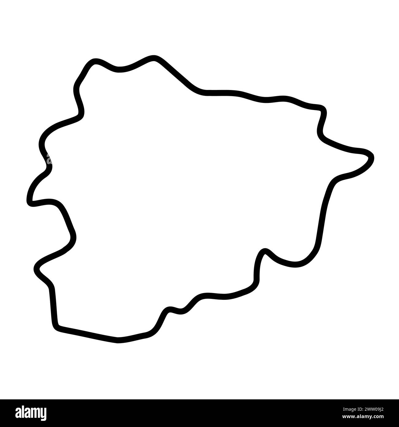 Andorra country simplified map. Thick black outline contour. Simple ...
