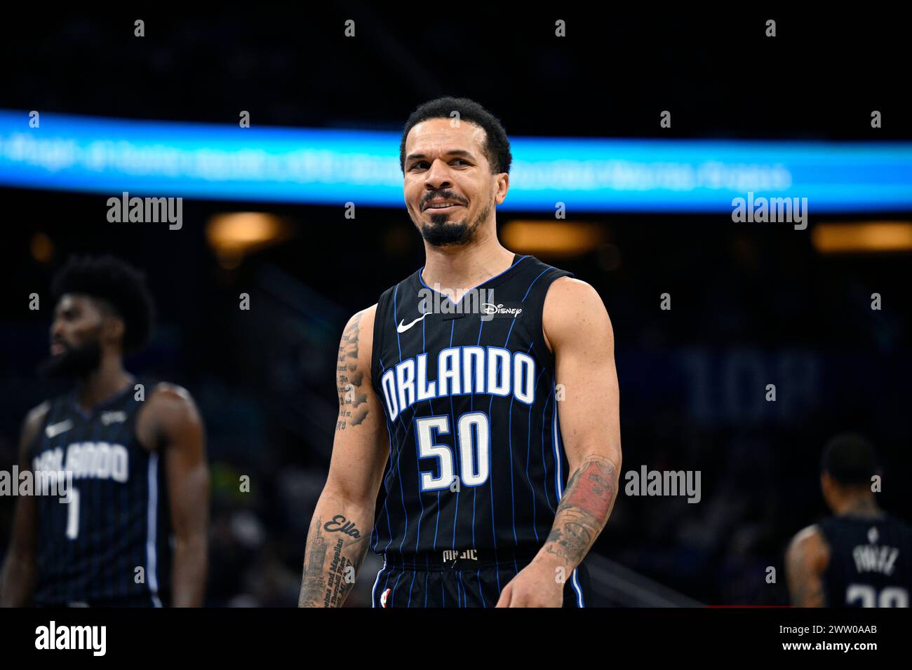 Orlando Magic guard Cole Anthony (50) stands on the court during the ...