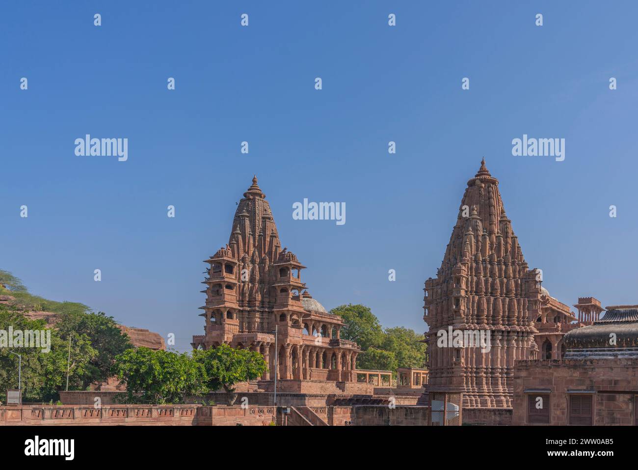 Landscape of two Temple in Mandore Garden. Mandore Garden at Jodhpur ...