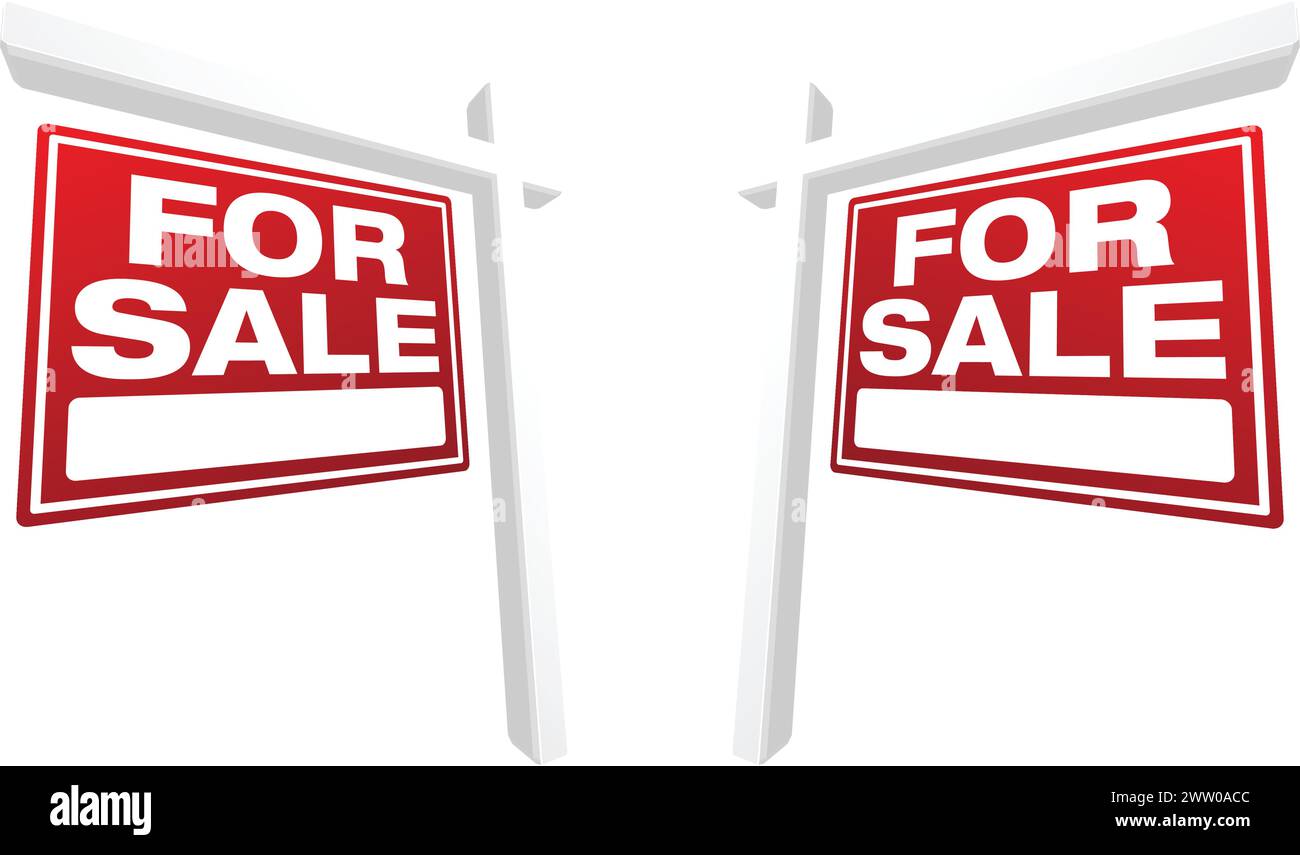Pair of For Sale Real Estate Signs In Perspective Stock Vector Image ...