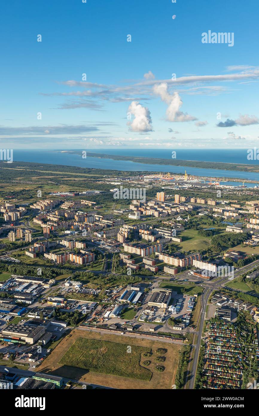 Klaipeda bird's eye view. In the distance, you can see the lagoon and ...