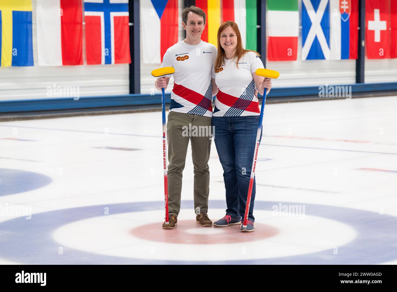 Prague, Czech Republic. 20th Mar, 2024. The couple team Tomas and Zuzana Paul pose after the ...