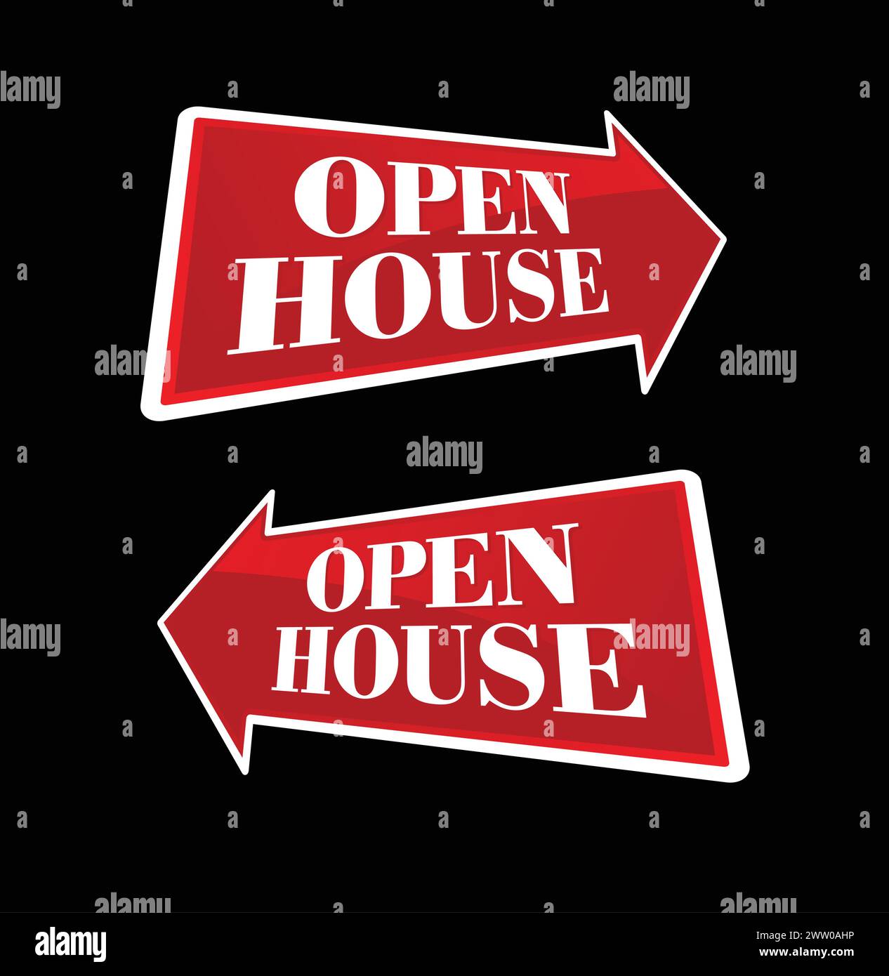 Open House Real Estate Arrow Signs Bi-Direction and In Perspective ...
