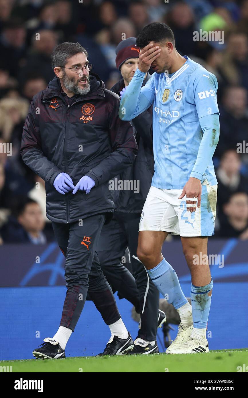 Matheus Nunes of Manchester City looks dejected as he is substituted ...