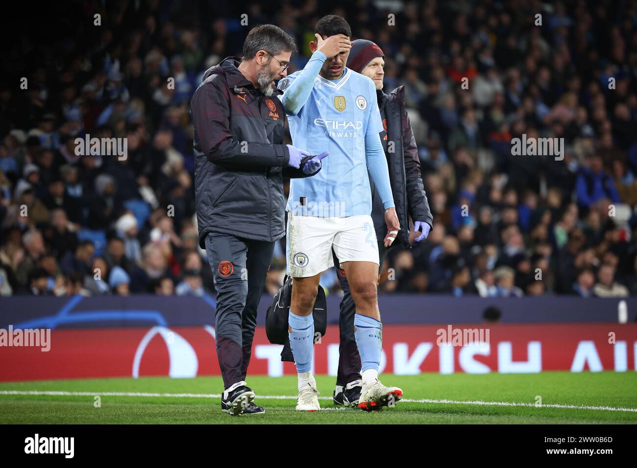 Matheus Nunes of Manchester City looks dejected as he is substituted ...