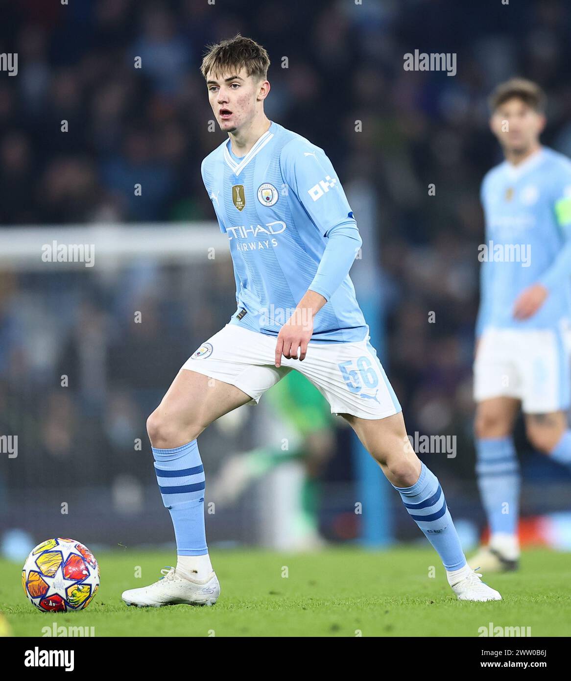 Jacob Wright of Manchester City during the UEFA Champions League Round ...
