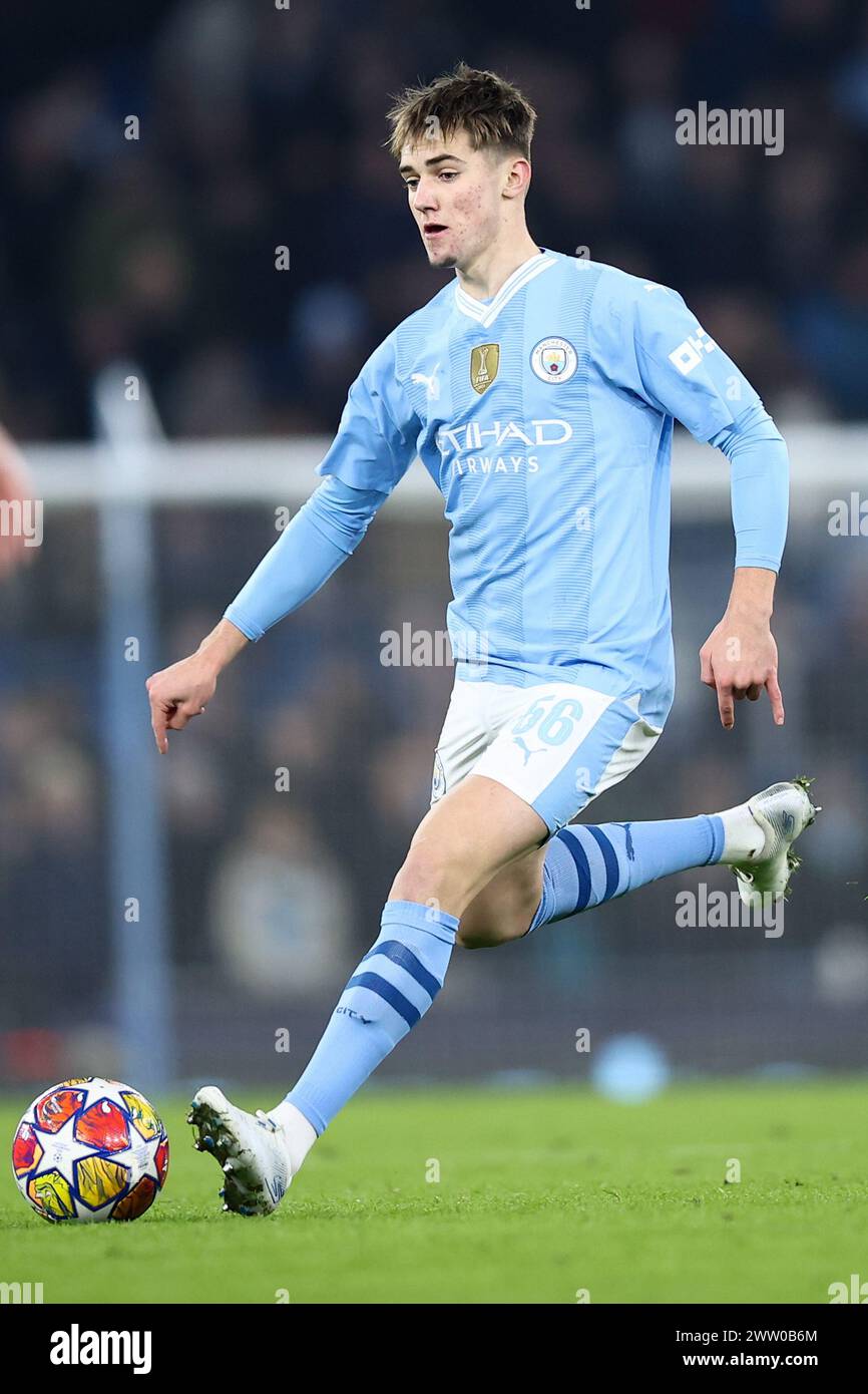 Jacob Wright of Manchester City during the UEFA Champions League Round ...