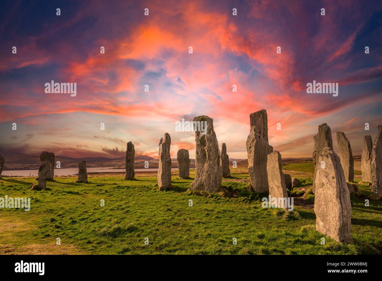 Callanish Standing Stones or the Callanish Stone Circle. The neolithic ...