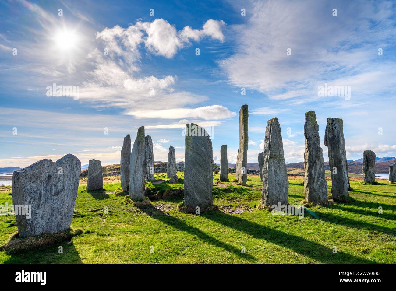Callanish Standing Stones or the Callanish Stone Circle. The neolithic ...