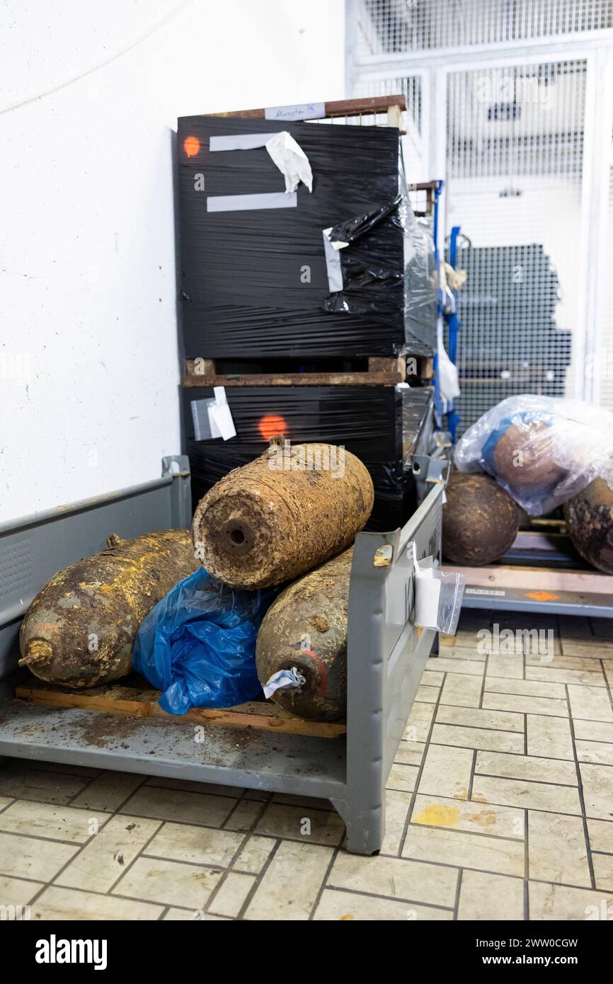 20 March 2024, Lower Saxony, Munster: Salvaged aerial bombs from the ...