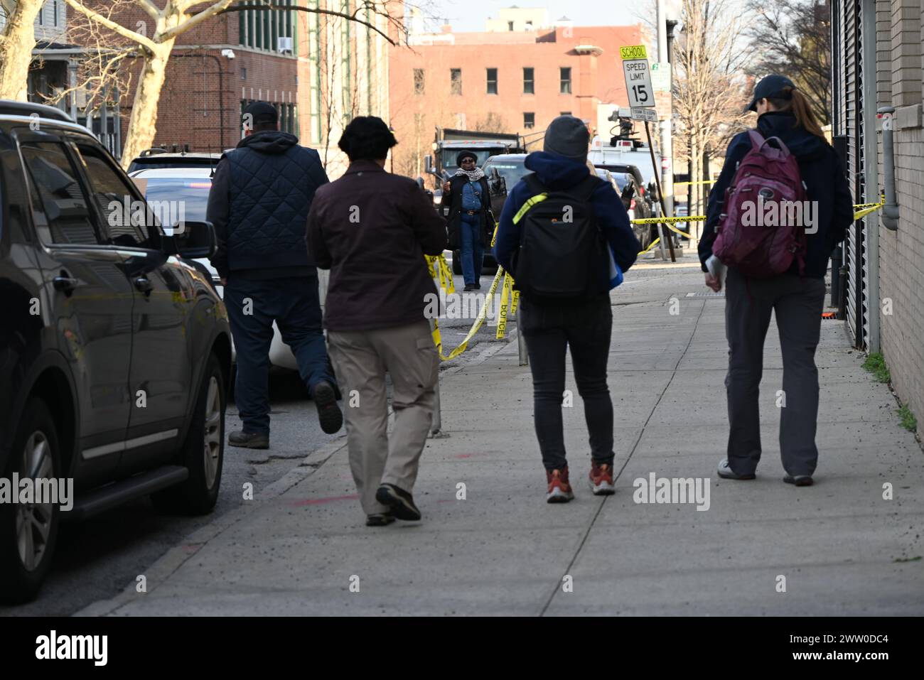 FBI agents from the FBI New York Evidence Response Team arrive at the scene to collect evidence ...