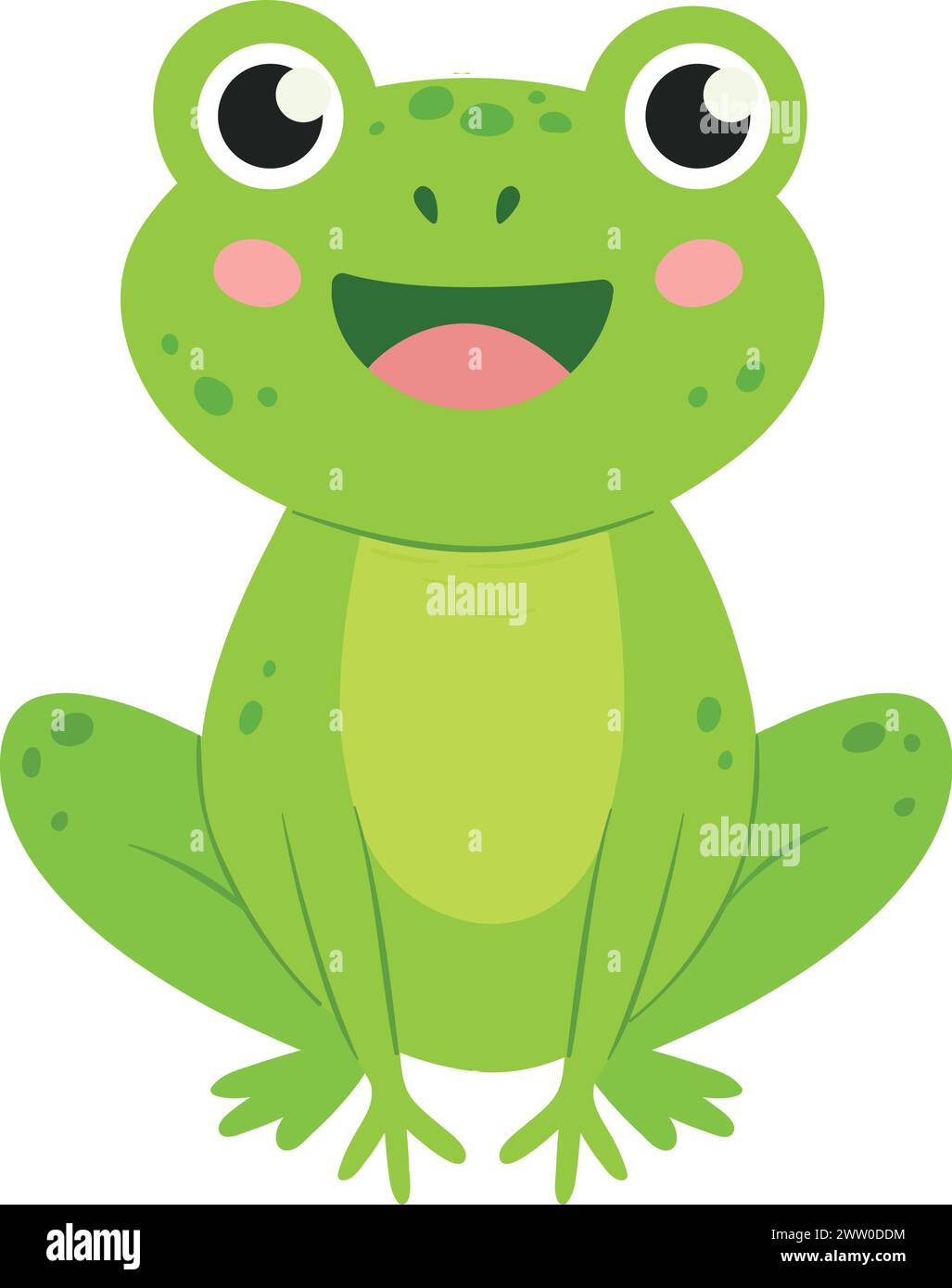 Cute frog sitting. Smiling wild nature character Stock Vector Image ...
