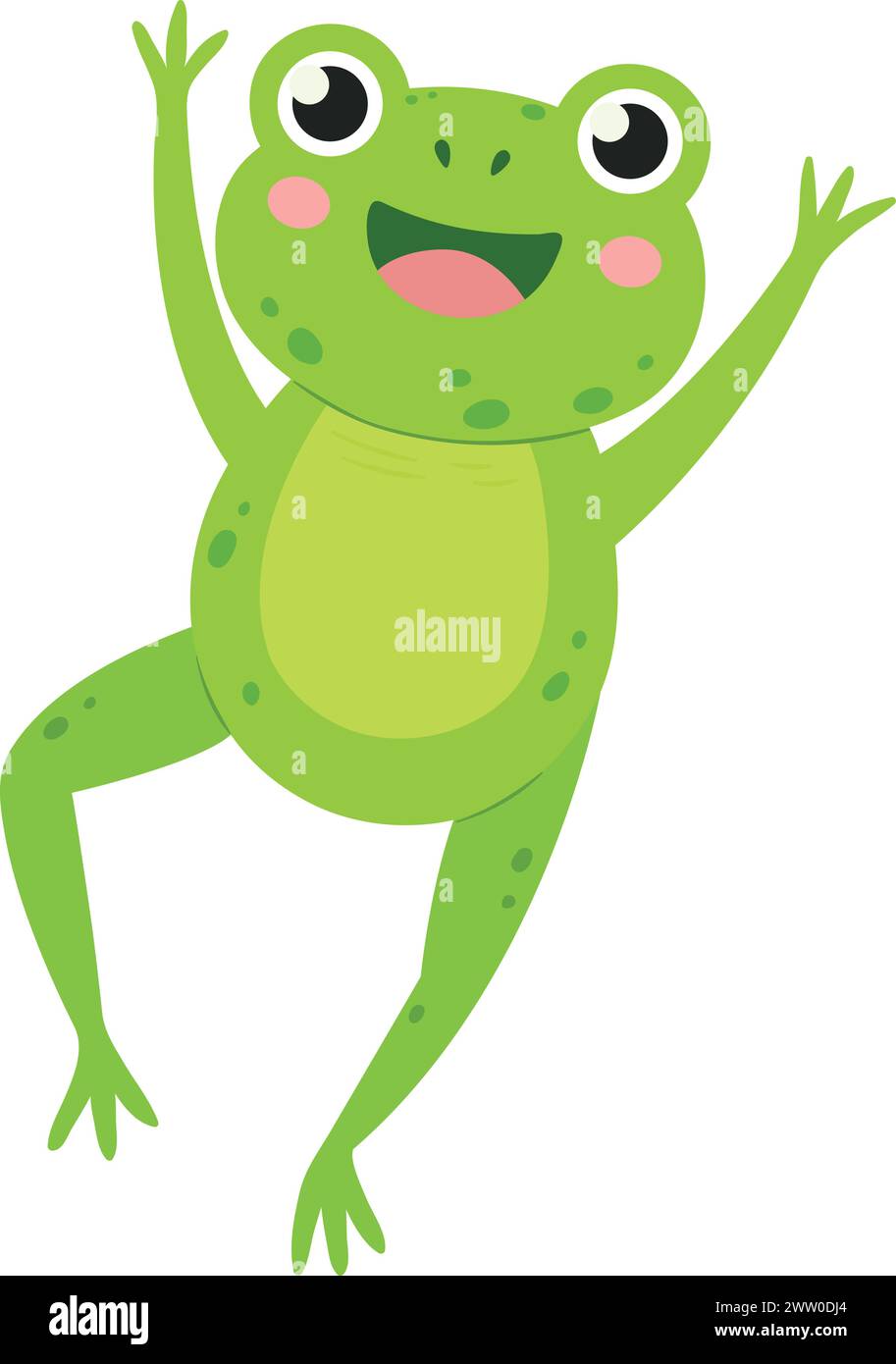 Happy jumping frog. Cute green joyful animal Stock Vector Image & Art ...