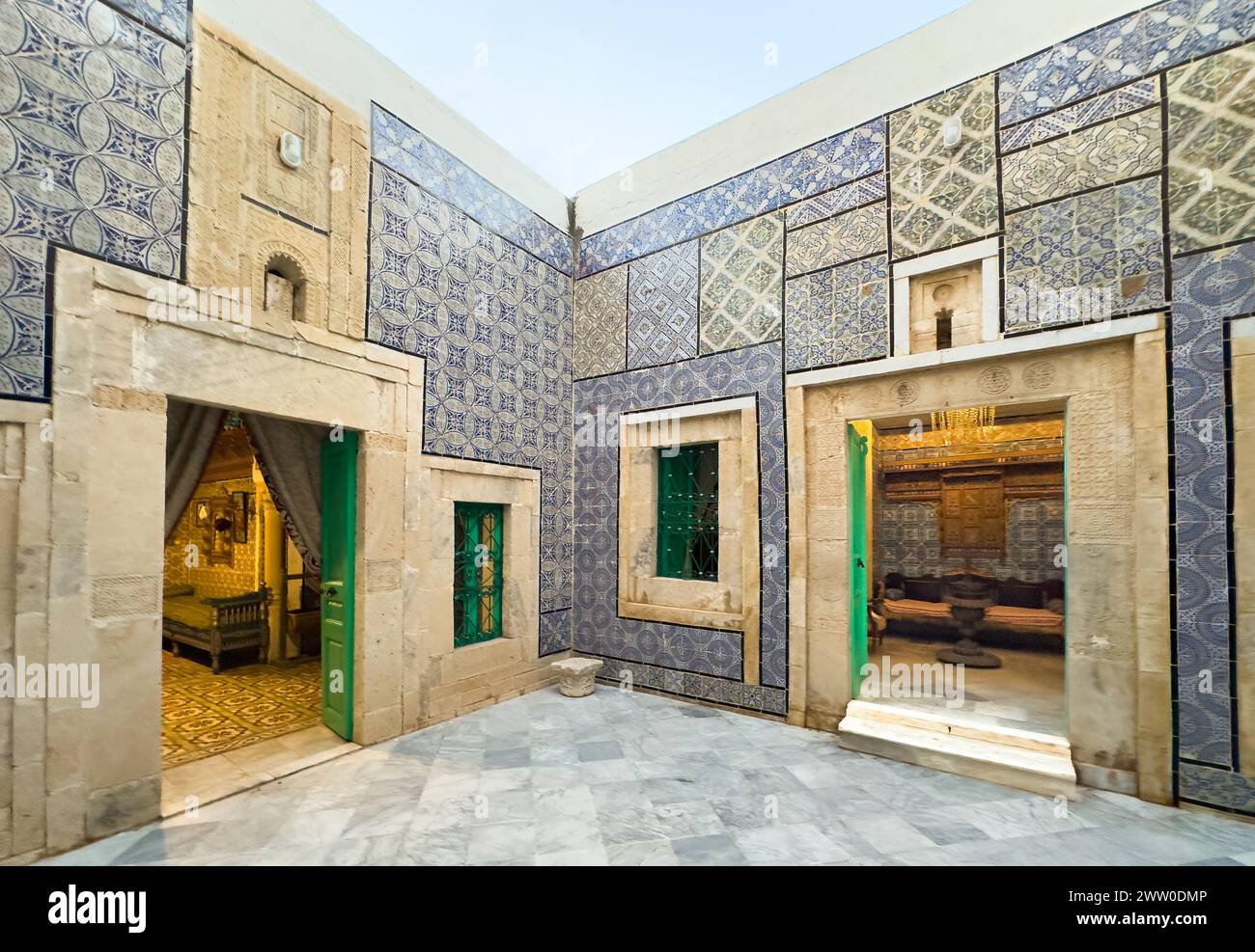 Rooms off the central courtyard in the Dar Essid Museum, an 18th ...