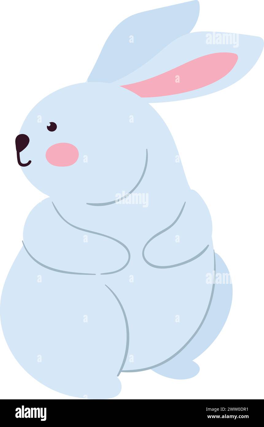 Cute bunny character in funny pose. Happy rabbit Stock Vector Image ...