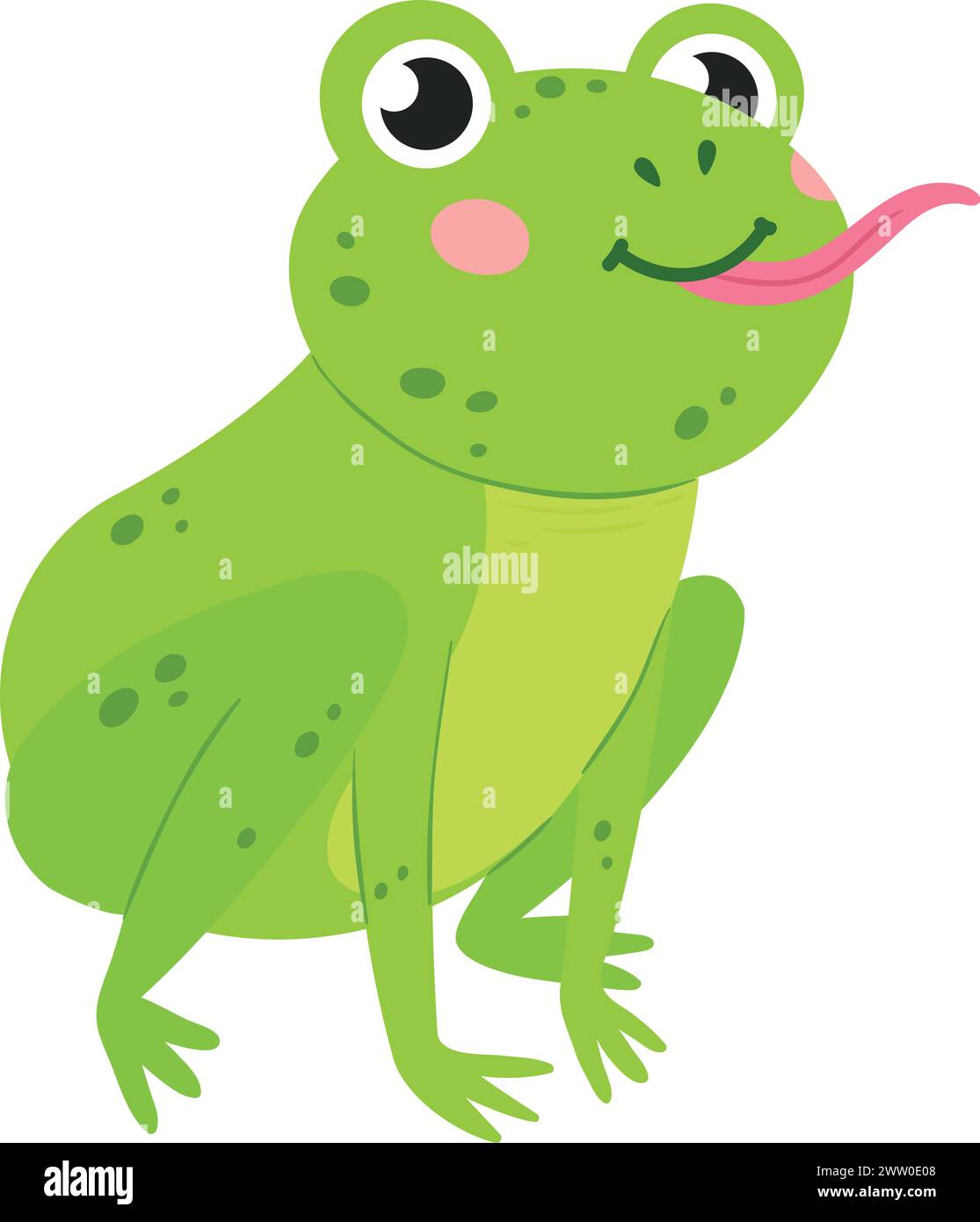 Funny frog with tongue out. Cute green animal Stock Vector Image & Art ...