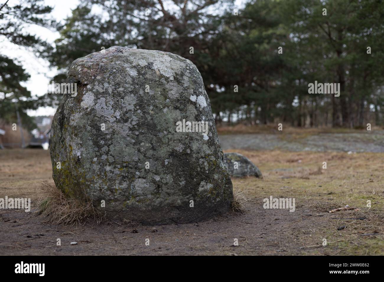 Centre stone in ancient scandinavian stone circle Stock Photo - Alamy