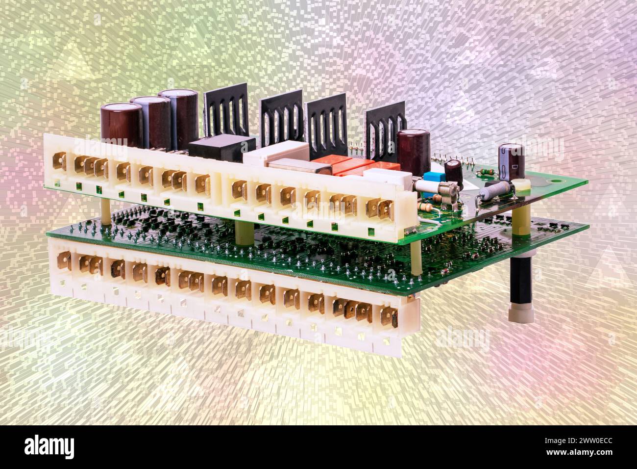 Gas boiler repair. Close-up of Control centre of a condensing gas ...