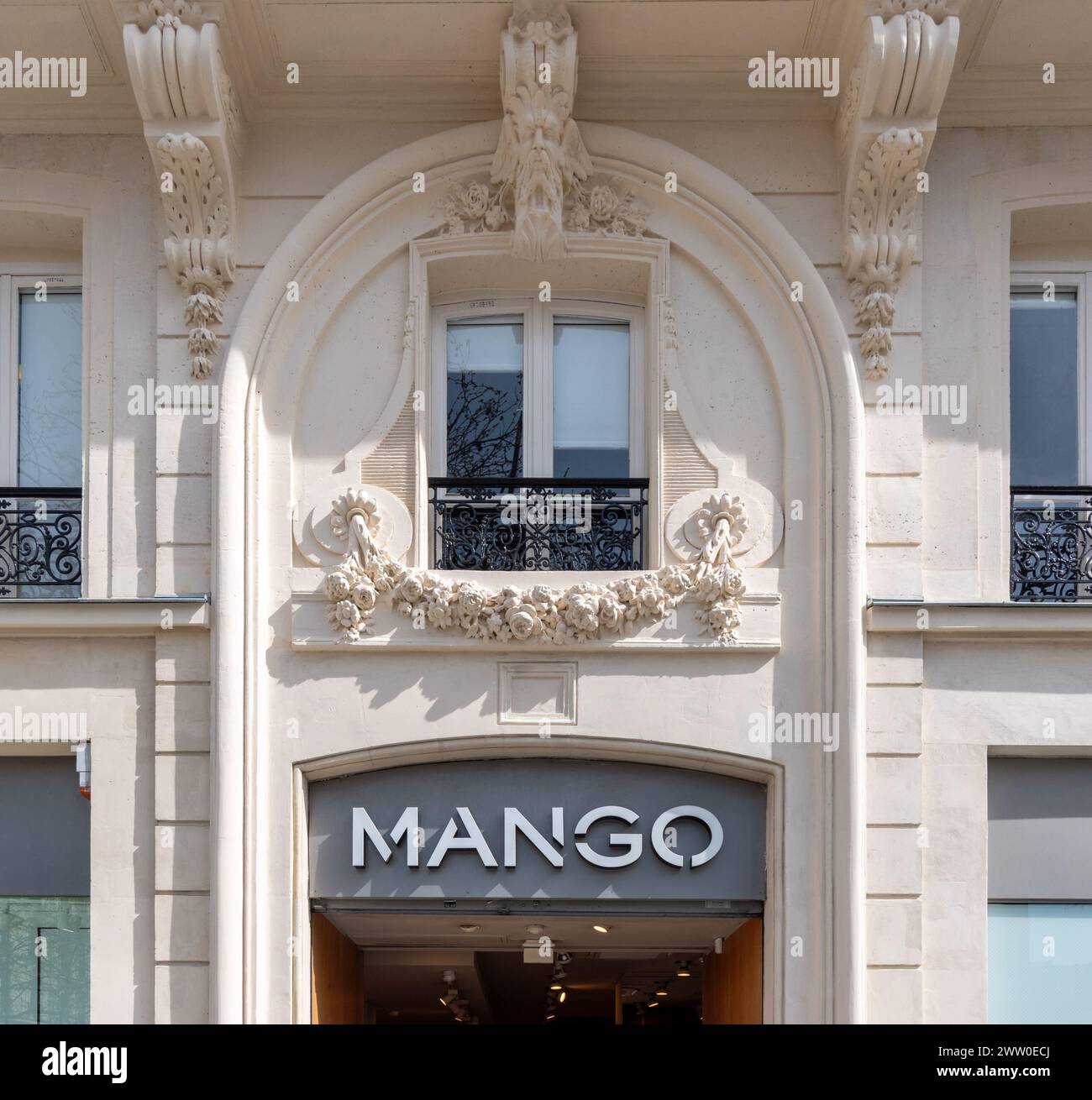 Paris, France - 03 20 2024 : facade of ready-to-wear store of the Mango ...