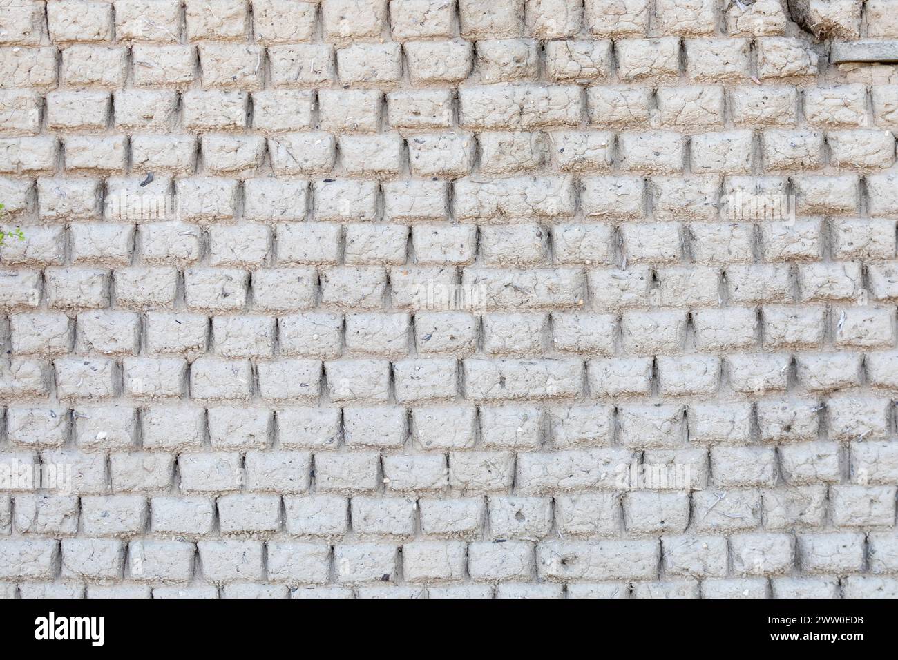 Handmade grey clay brick wall texture with natural inclusions of shells ...