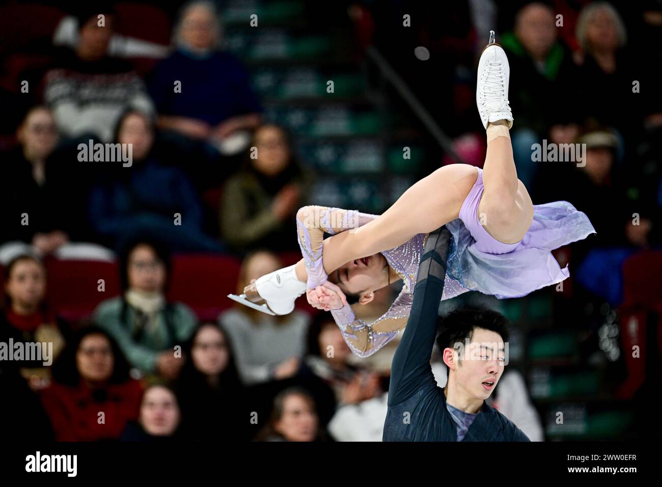 Cheng PENG & Lei WANG (CHN), during Pairs Short Program, at the ISU ...