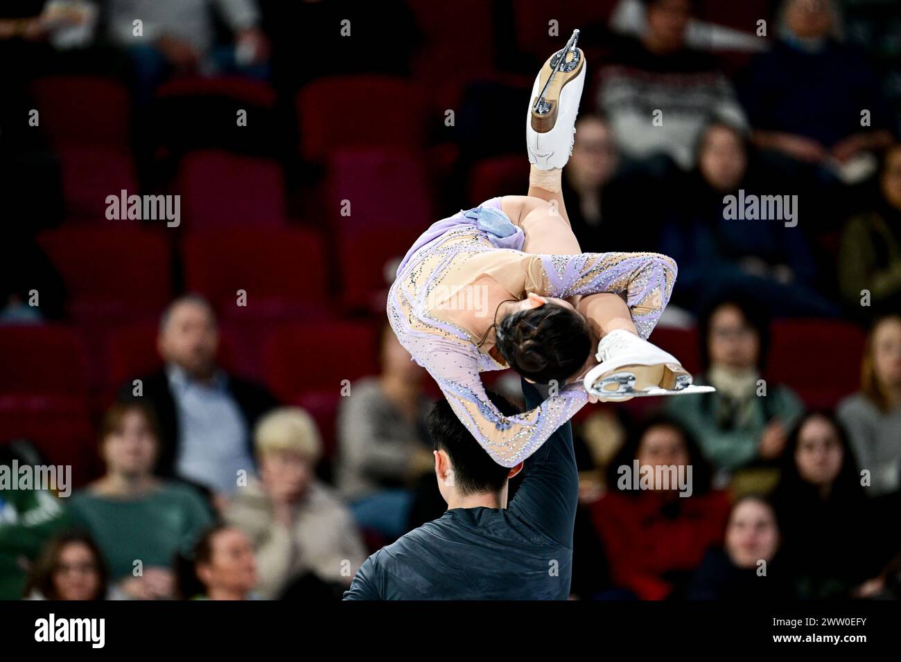 Cheng PENG & Lei WANG (CHN), during Pairs Short Program, at the ISU ...