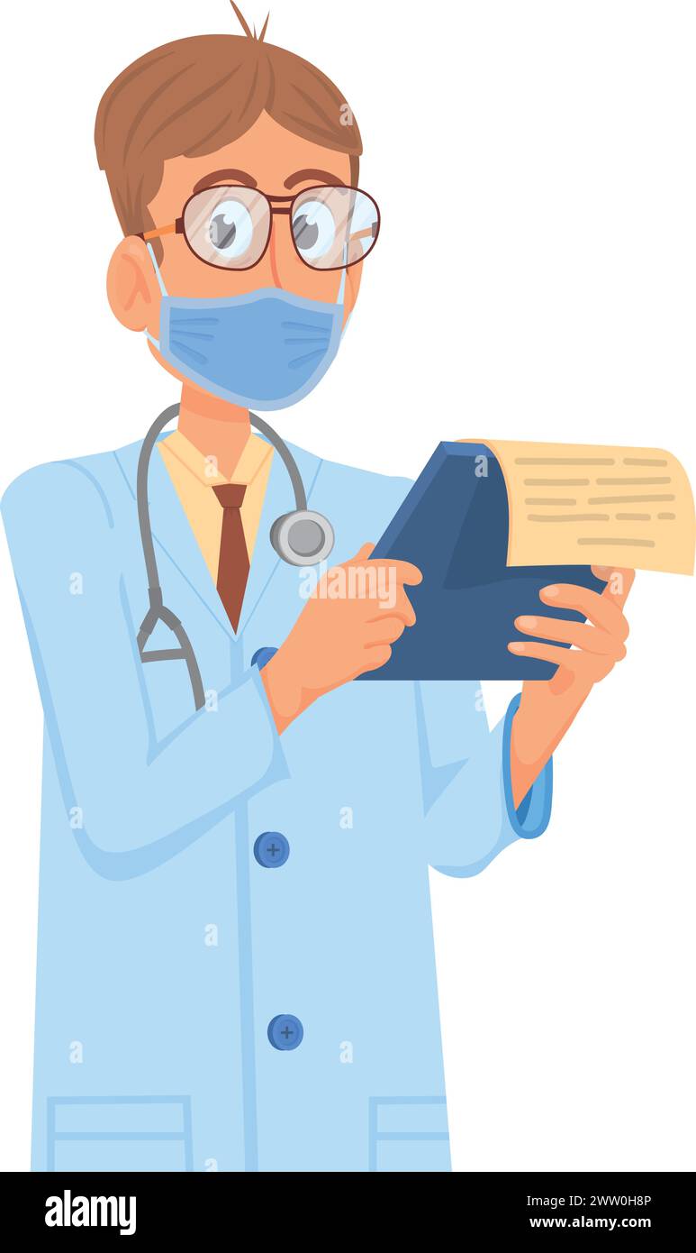 Doctor reading medical chart in Stock Vector Images - Alamy