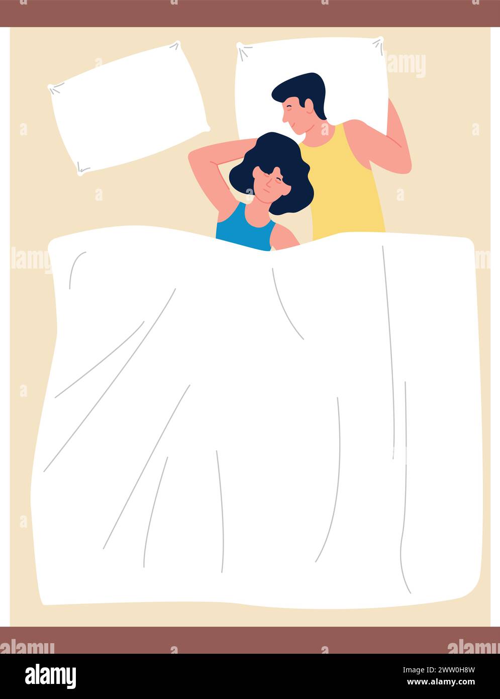 Man and woman sleeping in bed. Couple rest Stock Vector Image & Art - Alamy