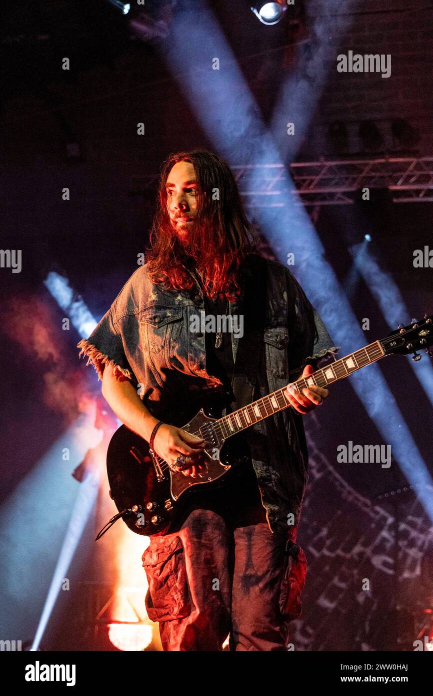 Milan, Italy. 28th Nov, 2023. Joe Hottinger of Halestorm is performing ...
