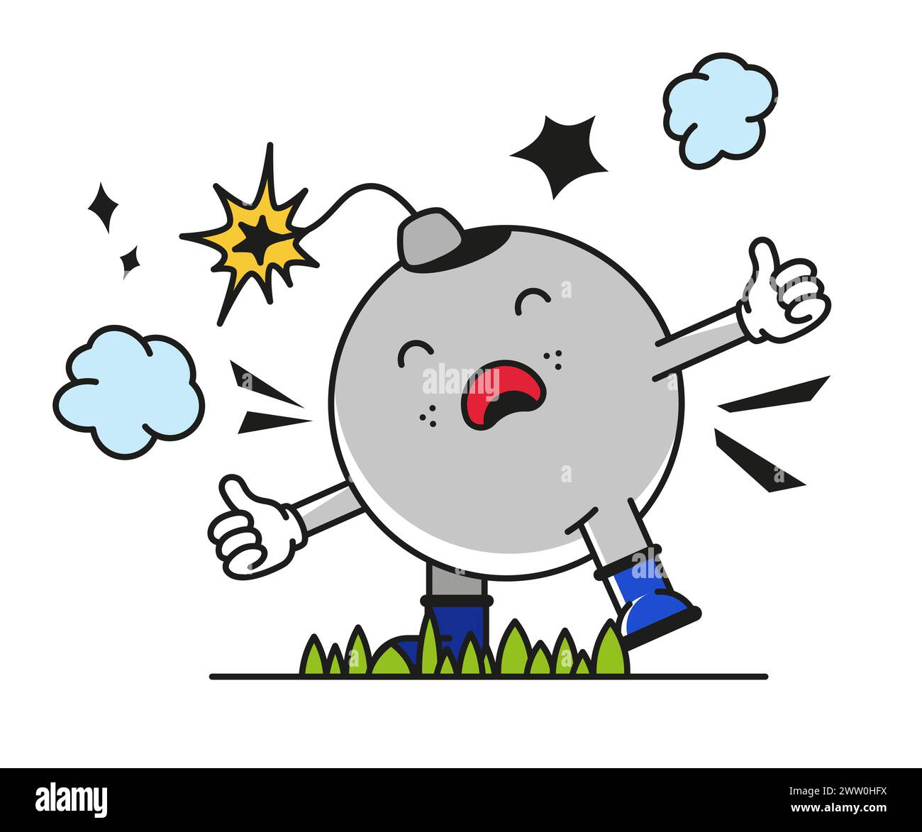 Cartoon style bomb with burning fuse. Graphic design Stock Vector Image ...