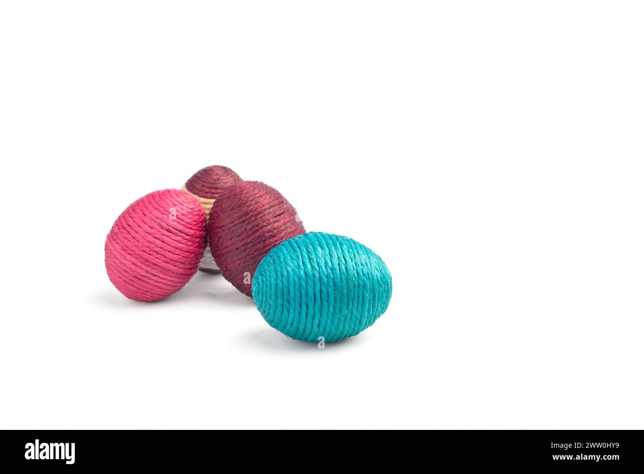 Easter eggs made of thread, isolated on white background Stock Photo ...