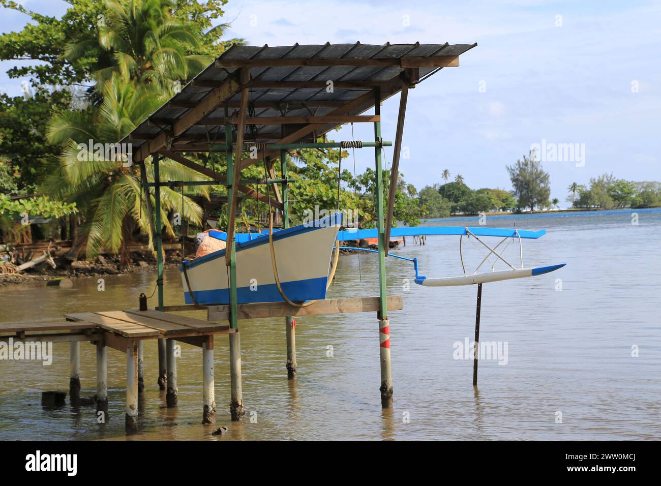 On the coast of the island of Tahiti near Teahupo'o, in the Tahiti Iti ...