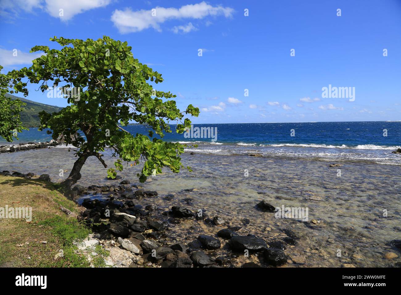 On the coast of the island of Tahiti near Teahupo'o, in the Tahiti Iti ...