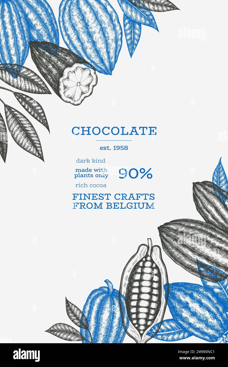 Cocoa Banner Template. Chocolate Retro Cocoa Beans Background. Vector ...