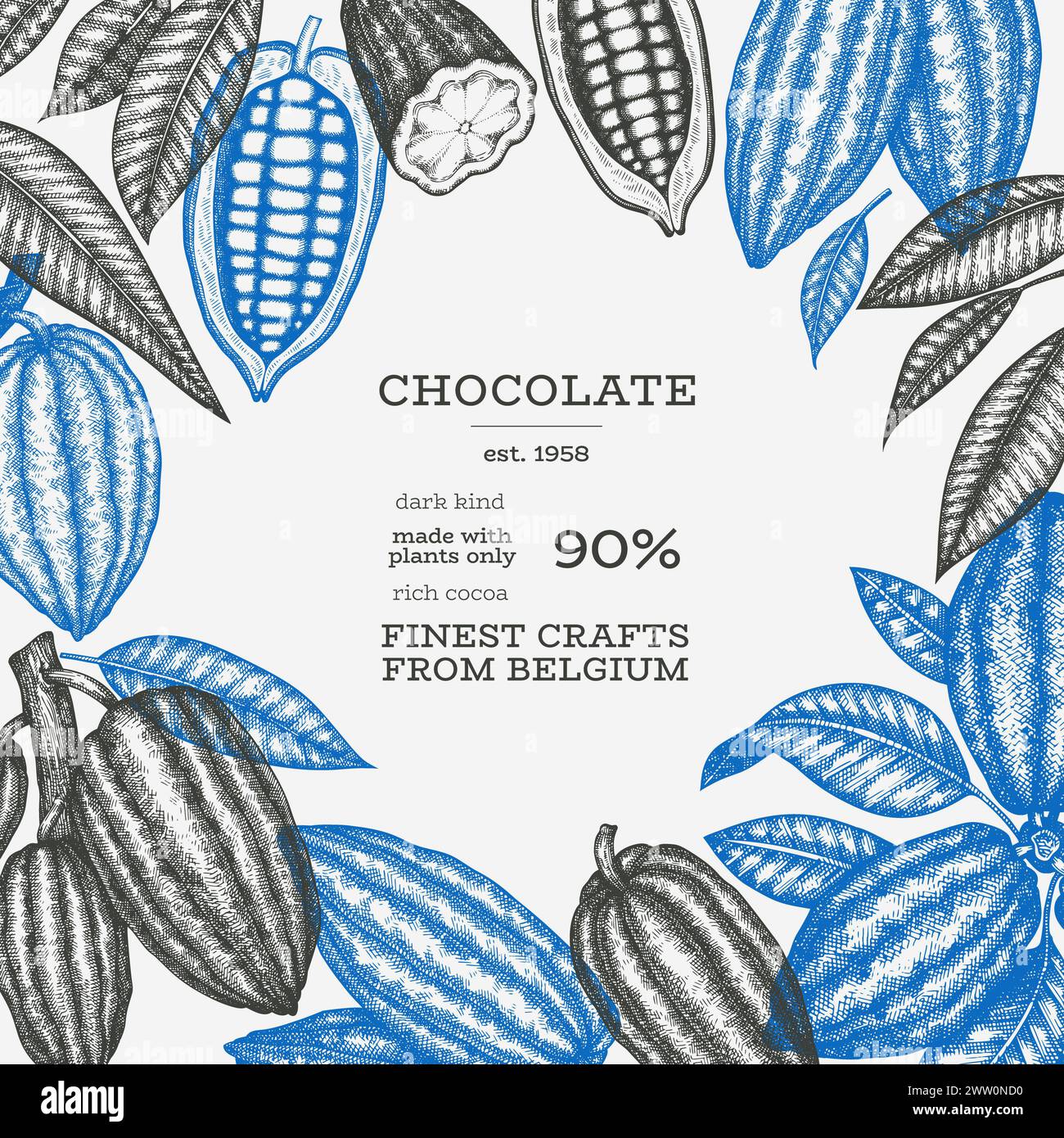 Cocoa Banner Template. Chocolate Retro Cocoa Beans Background. Vector ...