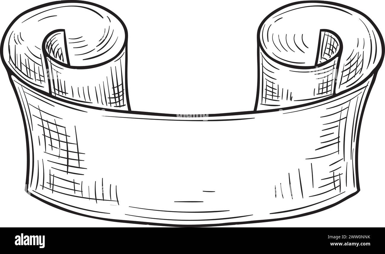 Hand drawn ribbon scroll. Decorative banner element Stock Vector Image ...