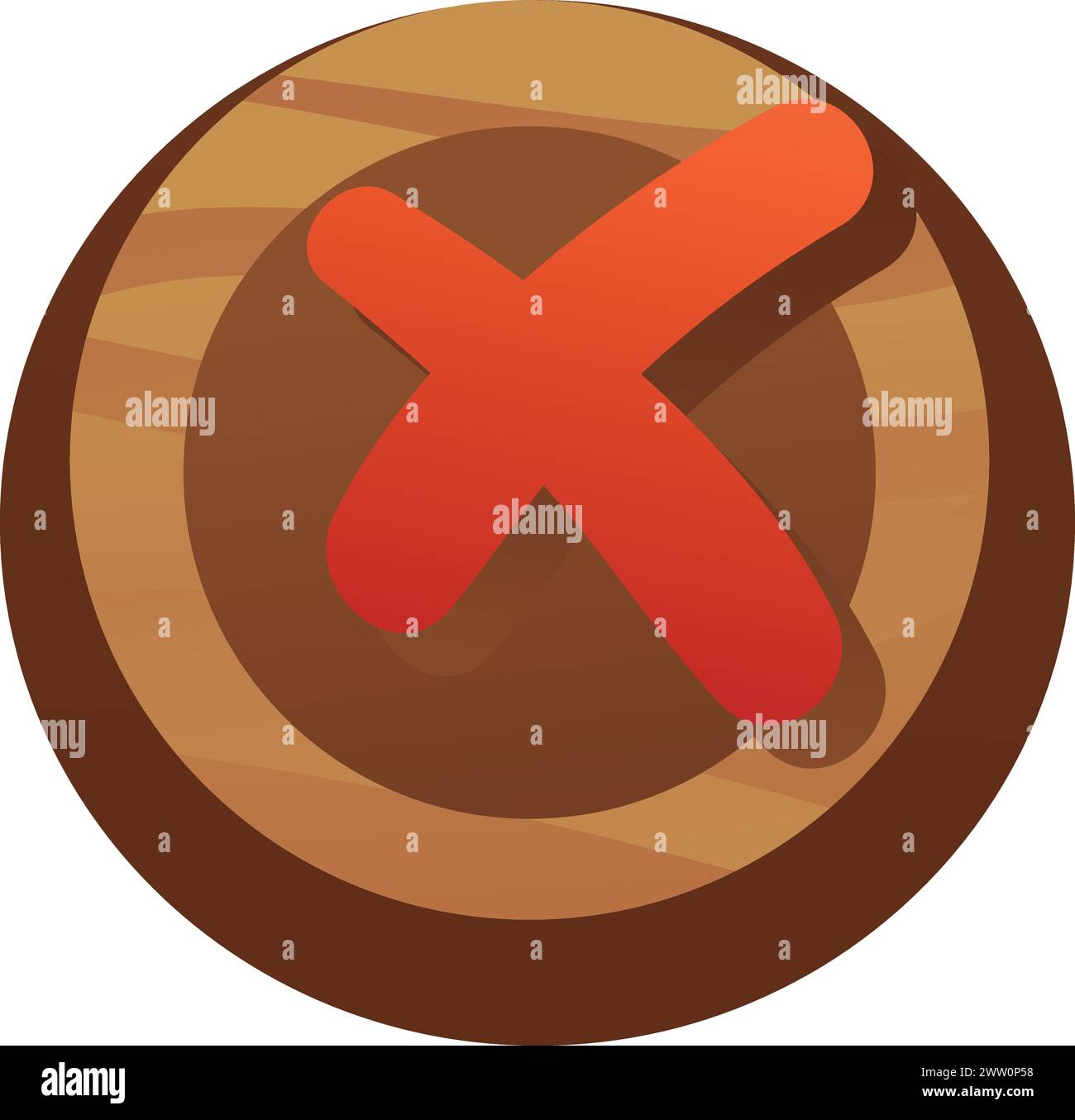 Close button for game ui. Cartoon wooden interface Stock Vector Image ...