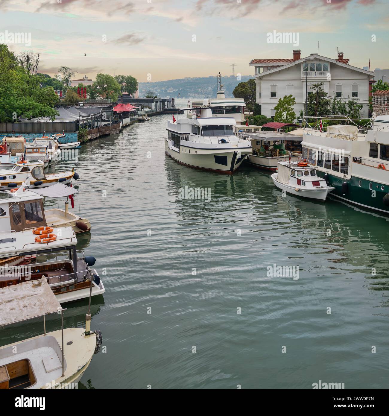 Goksu Stream, with docked group of different shapes, sizes and colors ...