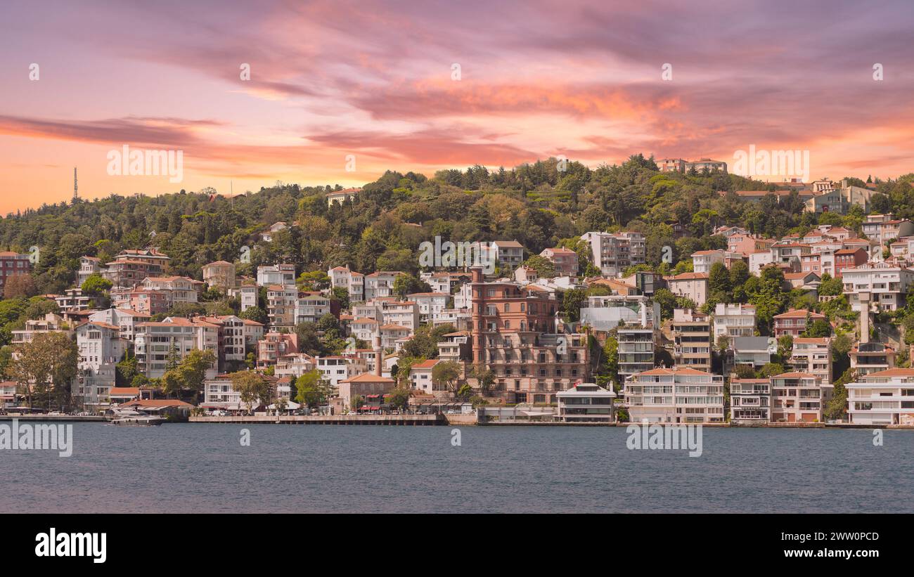 View from the sea of the green mountains of the Europian side of ...