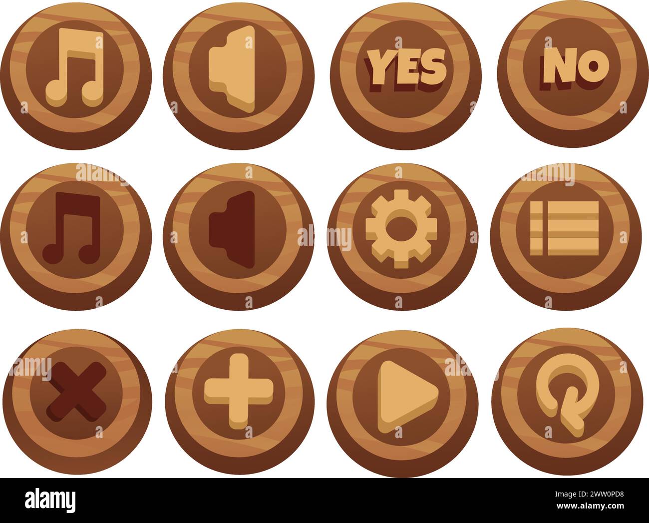 Game button set hi-res stock photography and images - Alamy