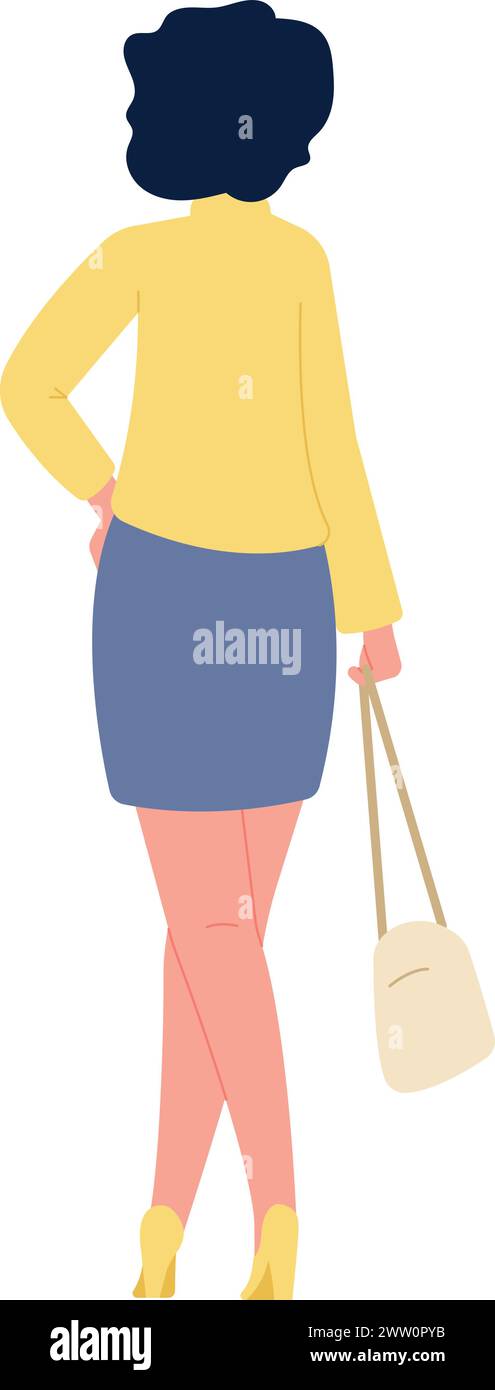 Woman back view. Stylish female color character Stock Vector Image ...