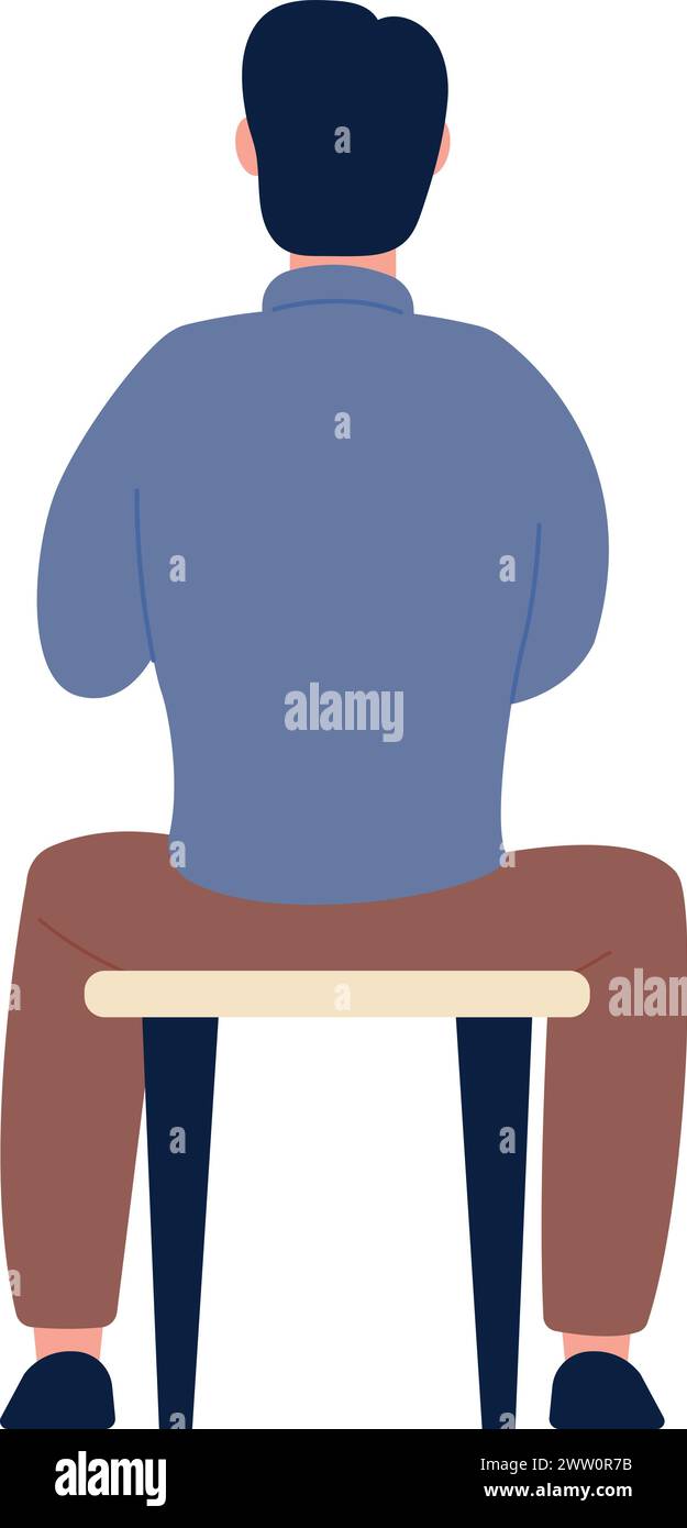Man sitting back view. Casual clothes guy from behind Stock Vector ...